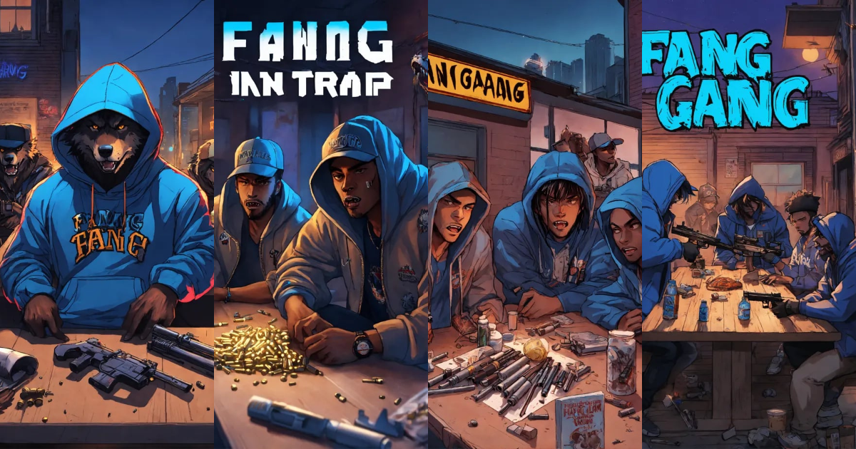 Lexica - Werewolves in hoodies and baseball caps with the words FANG ...