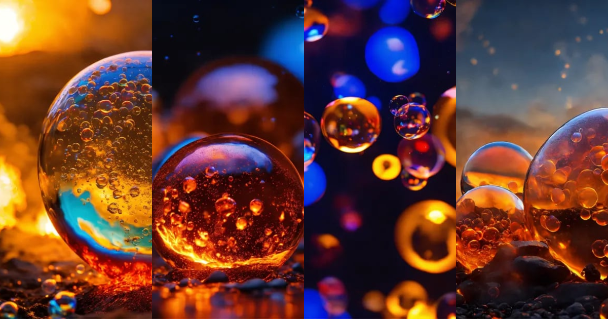 Lexica - Bubbles made from molten glass, lava bubbles, burning bubbles ...