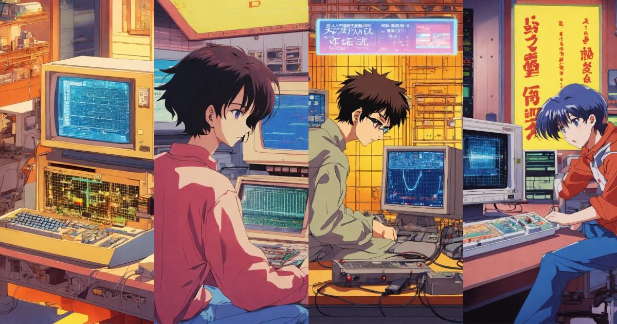 Lexica - Advertisement for a semiconductor. 90s style anime.