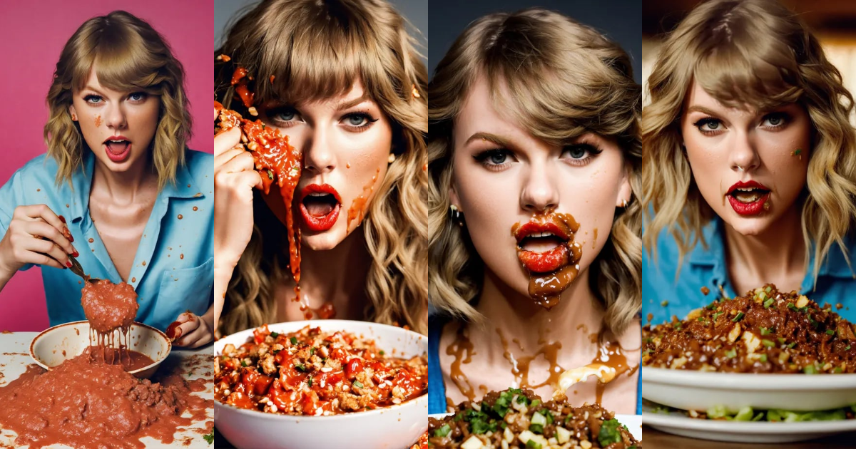 Lexica - Photo realistic shot of taylor swift eating a disgusting pile ...