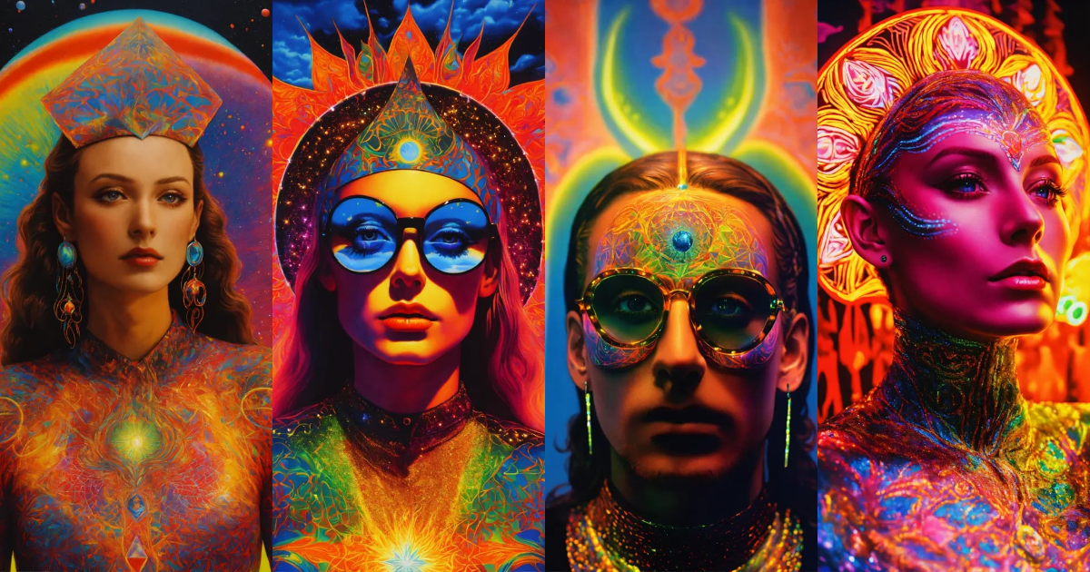 Lexica - Photorealistic portrait Gothic Fashion, of cosmic Alex Grey ...