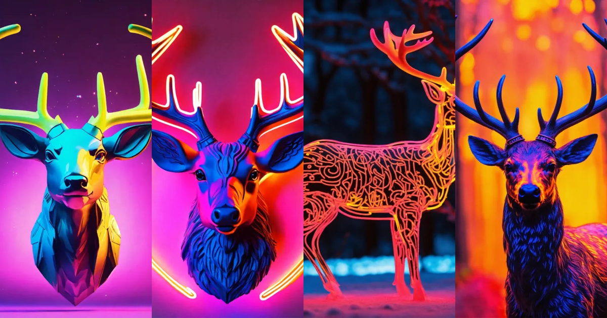 Lexica - Neon Bio luminescent deer with antlers