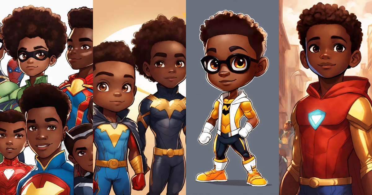 Lexica - Make me Cartoon little African American dark skinned boys in ...