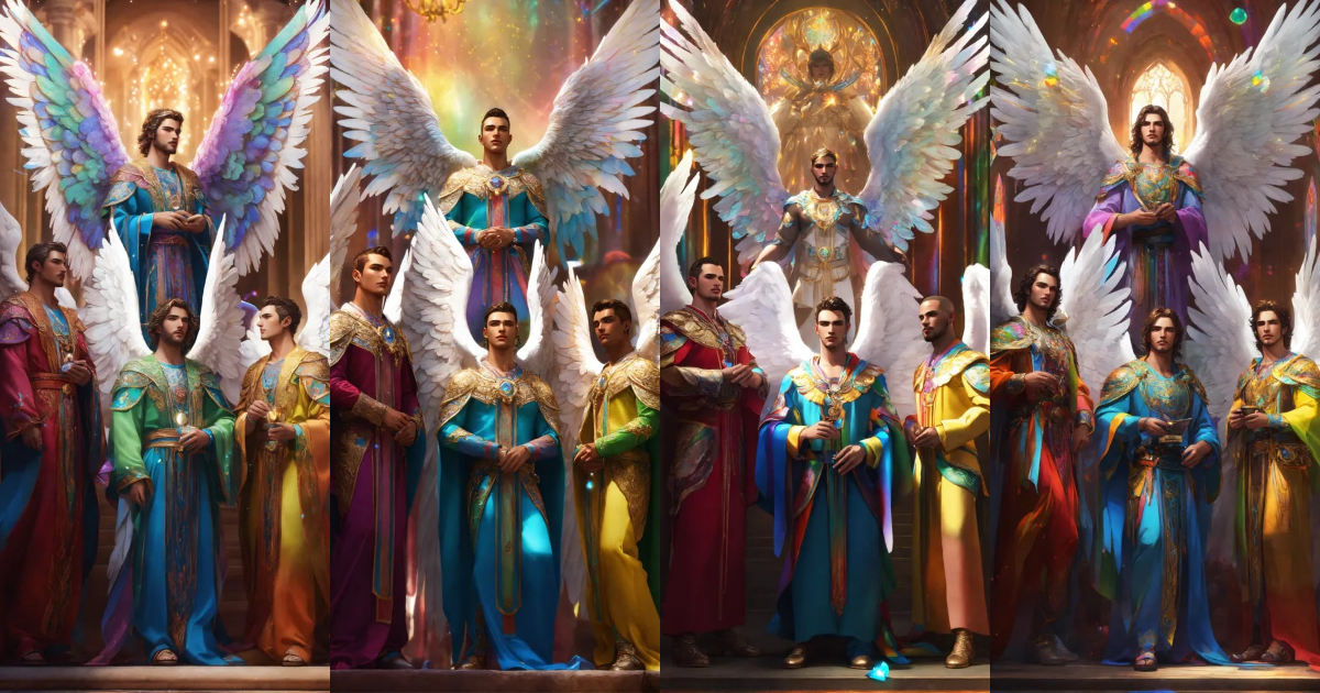 Lexica - Group of 7 beautiful and perfect male Angels, detailed and ...