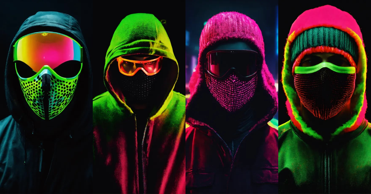 Lexica - Man wearing a bright neon ski mask, image from the shoulders ...