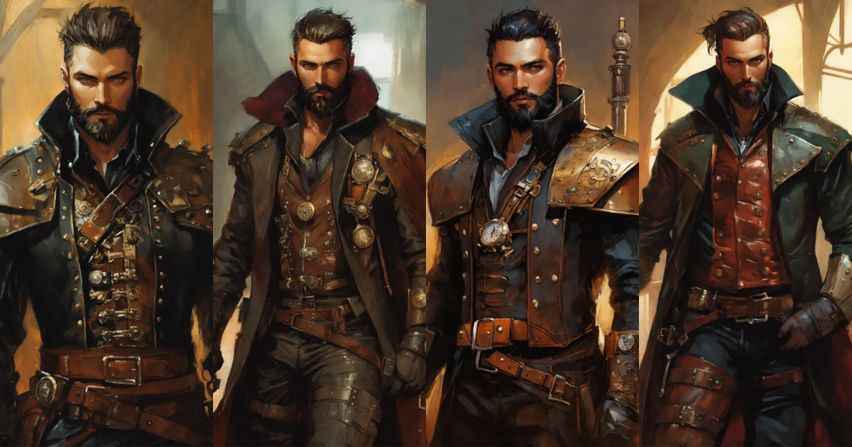 Lexica - Male steampunk vampire bounty hunter wearing studded leather ...