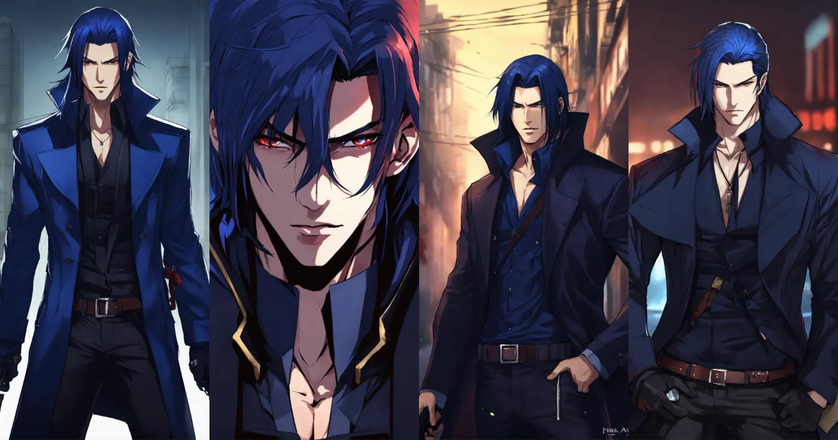 Lexica - Dark blue hair, handsome man, assassin, modern, hitman, cold ...