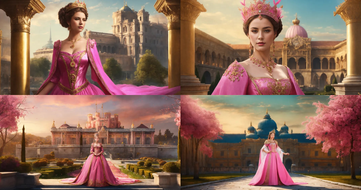 Lexica - Ancient queen European , wear pink costume,surrounded palace ...