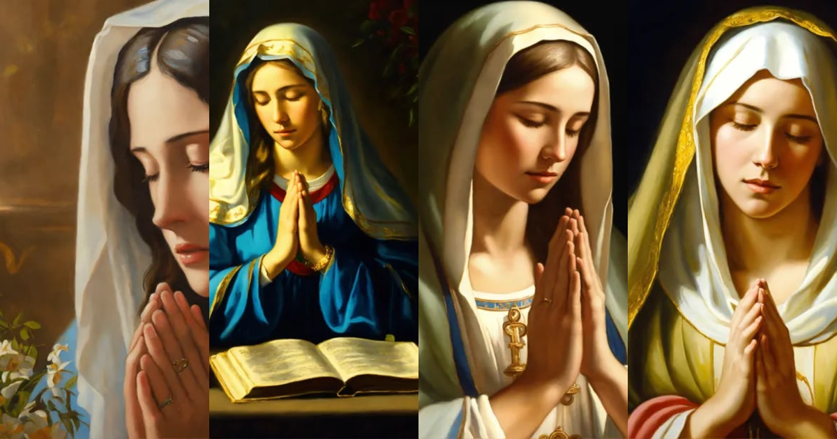 Lexica - Oil painting portrait of the virgin mary praying