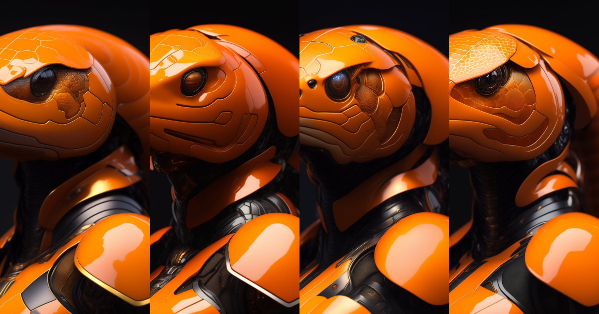 Lexica - Portrait of a cybernetic orange snake a spiritual full body ...