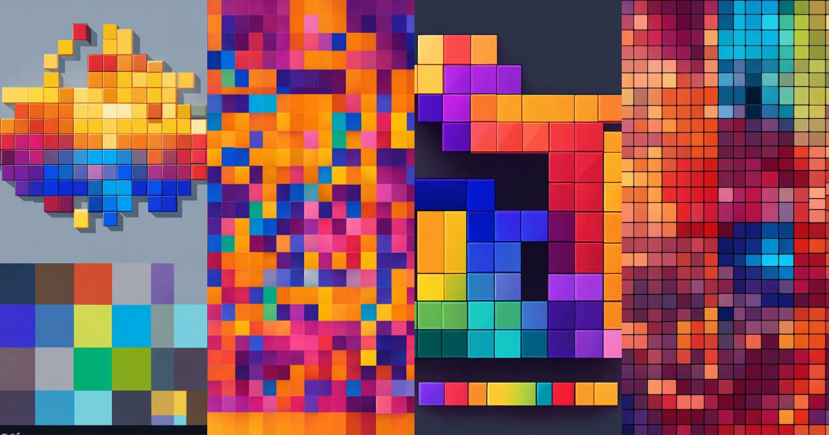 Lexica - Logo pixelated P with multiple colors vector