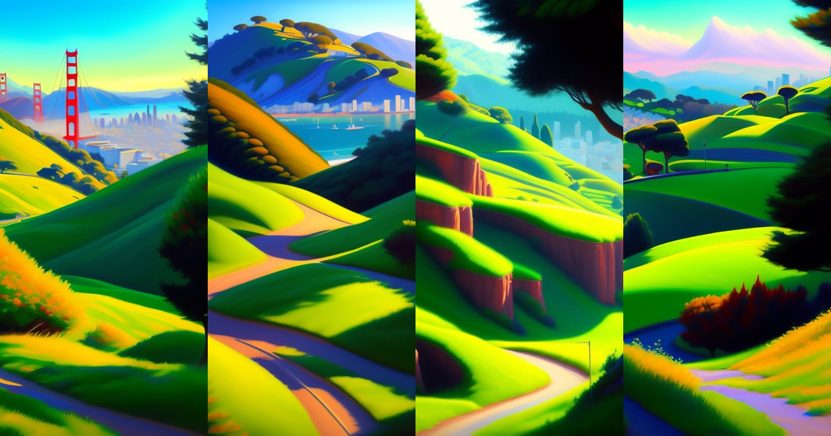 Lexica - San Francisco's green hills during the summertime, very ...