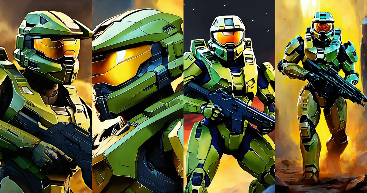 Lexica - Animated painting. Halo Master Chief.