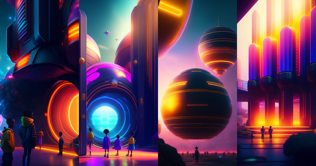 Lexica - An 8k resolution matte painting of black children building a ...