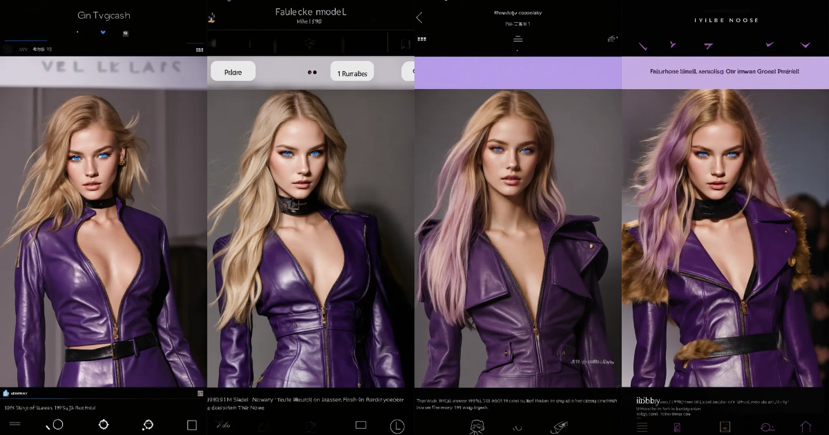 Lexica - Female 19 years old super model, looks like Libby deep, in dark purple leather, super ...