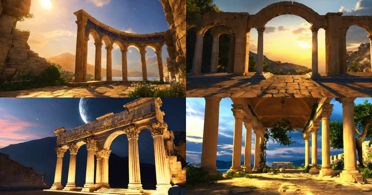 Lexica - Magical, breathtaking arches, ancient Greece, realistic, 169, 8k