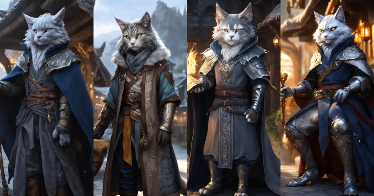 Lexica - Sorcerer Humanoid Cat Furry, gray Fur, Silver Dragon Heritage ...
