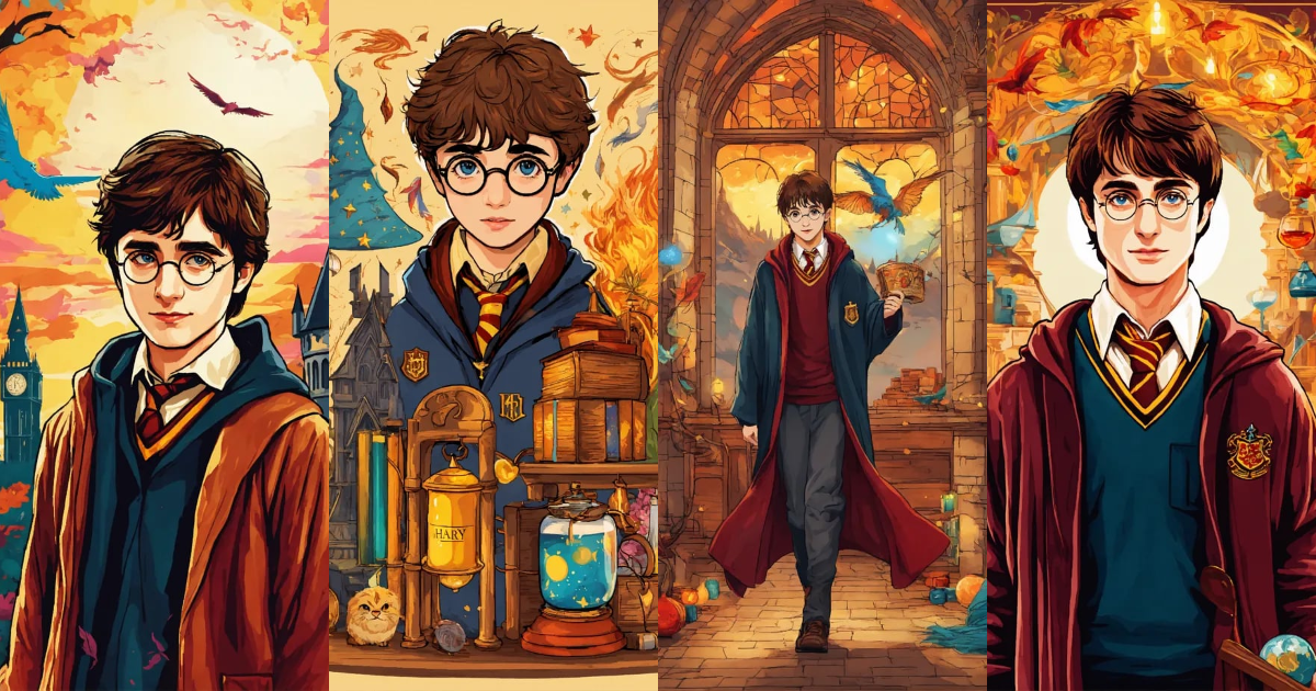 Lexica - Vector art ready to print colorful illustration, harry potter ...