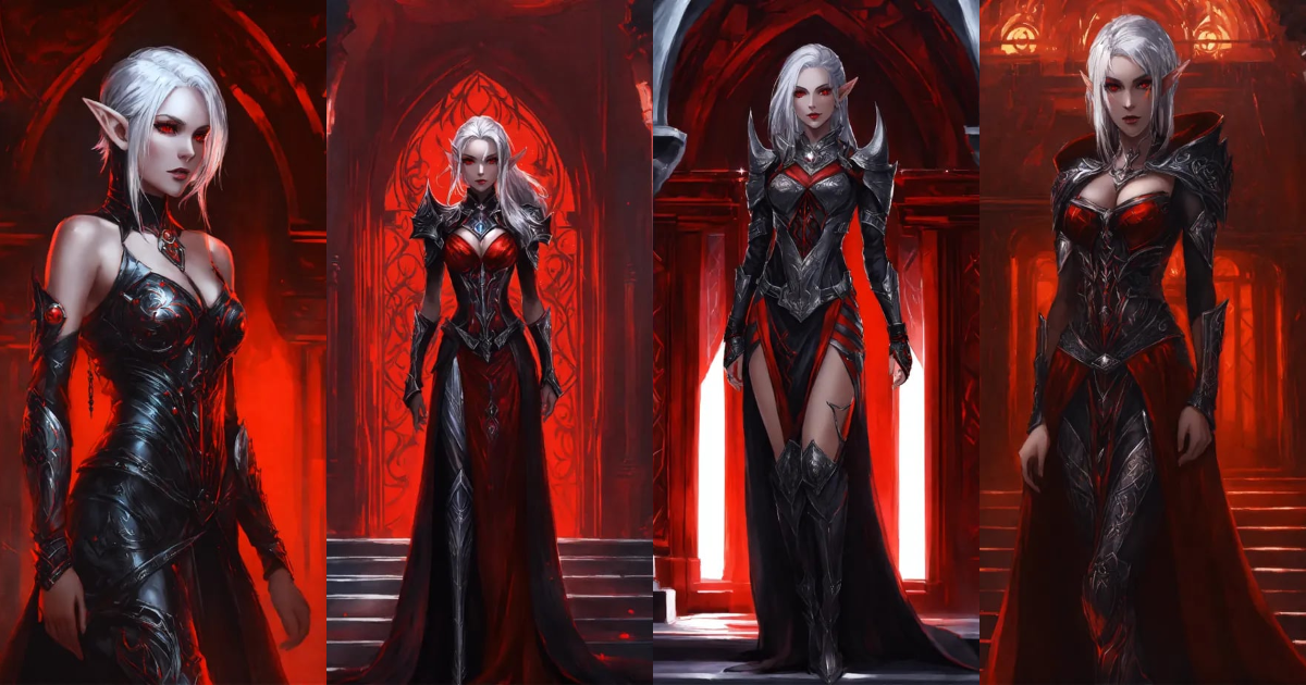 Lexica - Drawing of a dark elf, royalty, sci fi, black and red ...