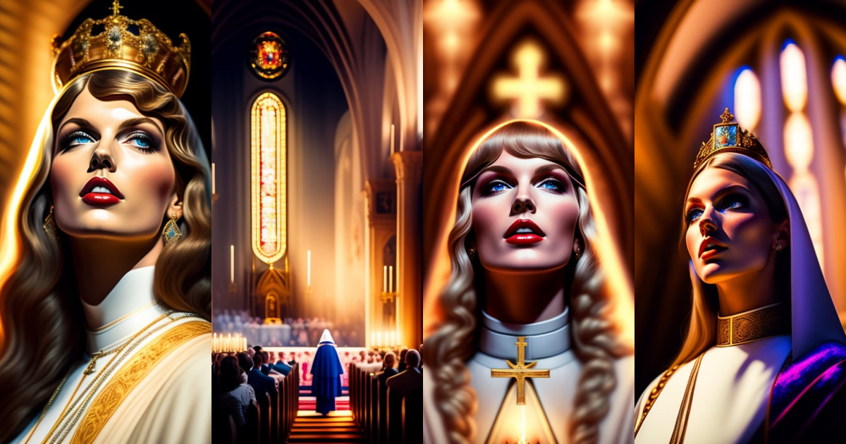 Lexica - Religious portrait of taylor swift as the pope looking up at ...