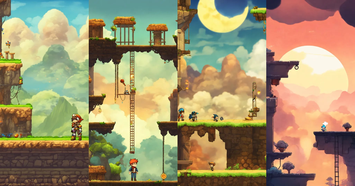 Lexica - Side-scrolling mobile platform game ash cloud with main platform
