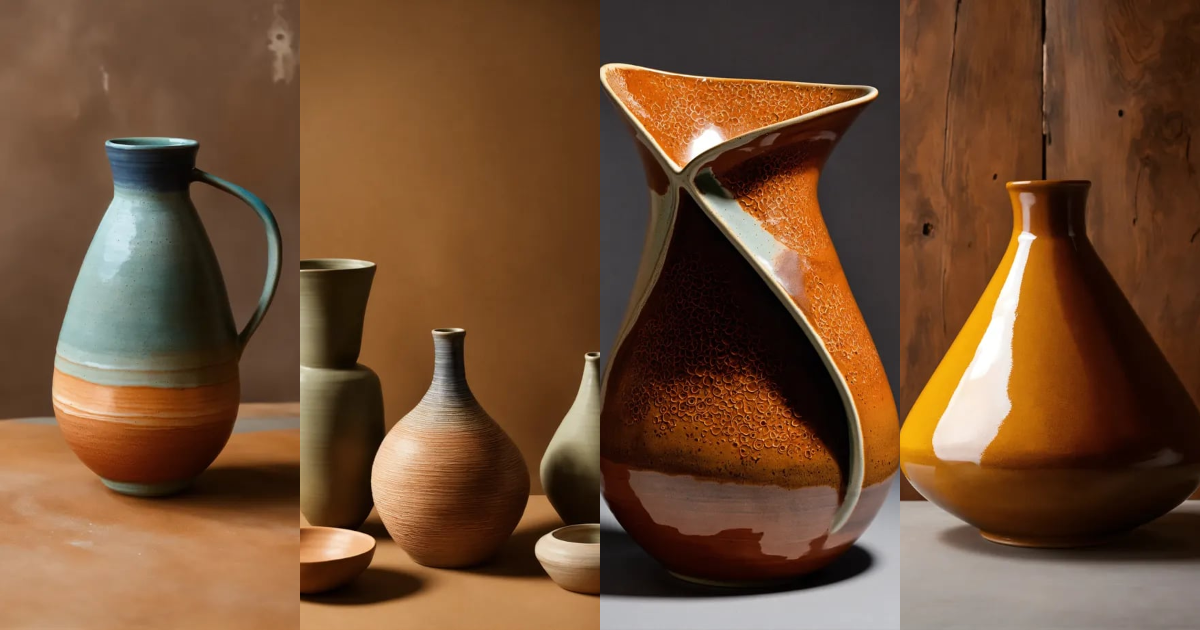 Lexica - Handmade ceramics of an interesting shape on a plain background