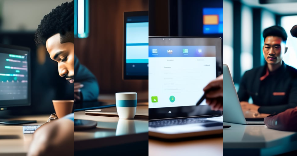 Lexica - A person and an android, working side by side on a computer