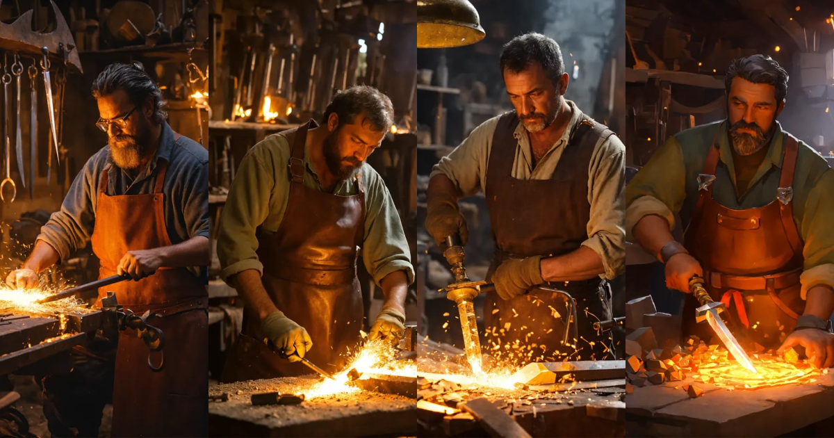 Lexica - Master Blacksmith, working on an epic weapon made from Crystal ...