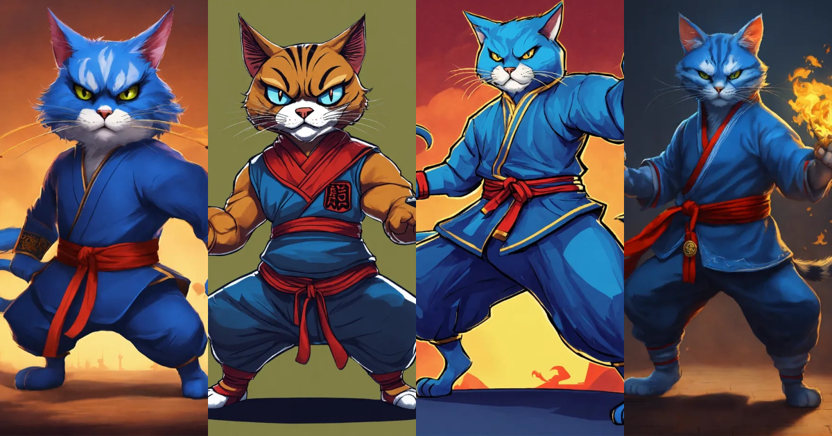Lexica - CREATE A MEAN, EVIL, KUNG FU FIGHTING CAT, FULL BODY, CARTOON ...
