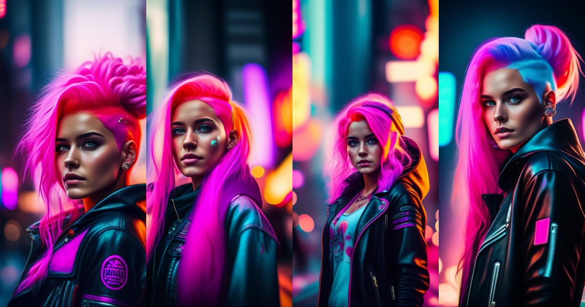 Lexica - Wide angle environmental shot of girl with pink hair in dirty ...