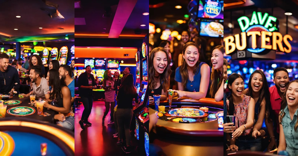 Lexica - A photo of a group of people having fun at a Dave & Buster's ...