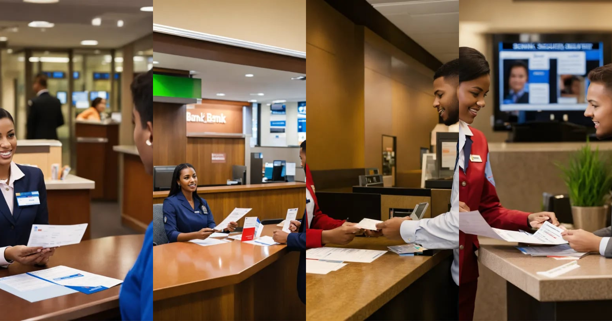 Lexica - A photo of a bank teller talking to a customer. The bank ...