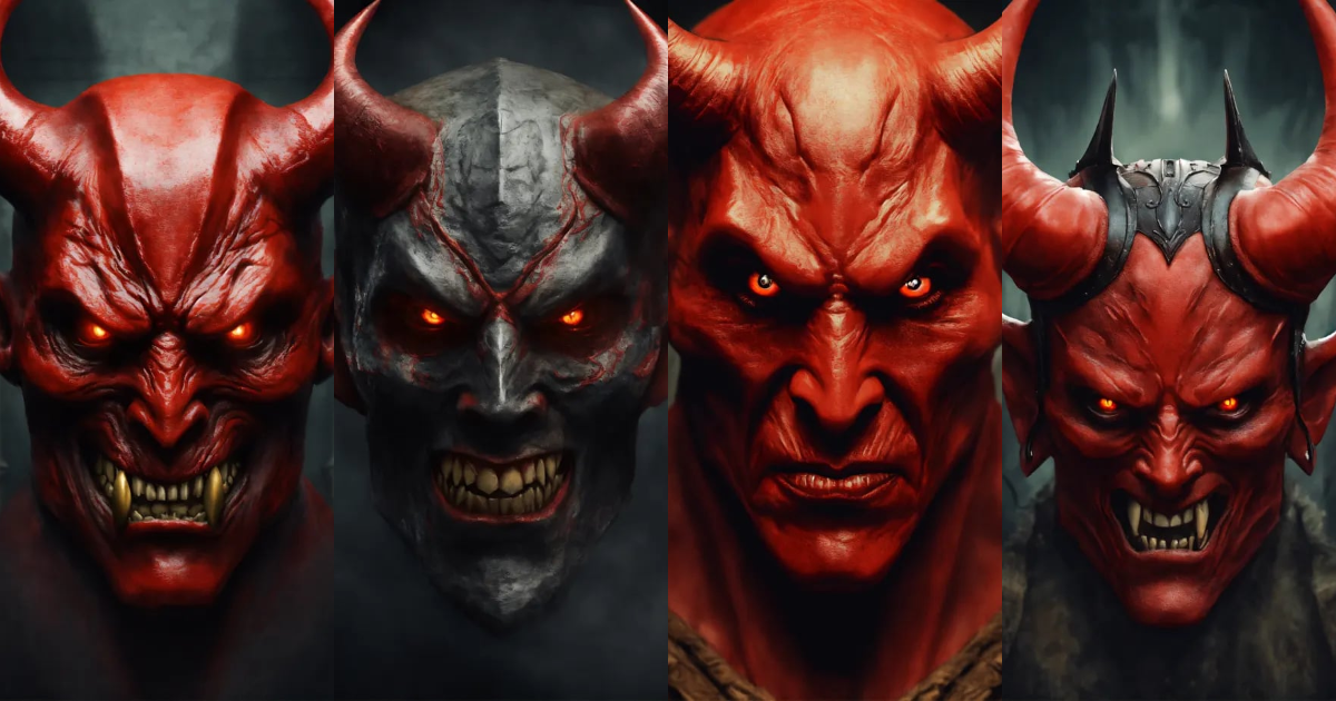 Lexica - Devil face front on evil looking symmetrical photo realistic