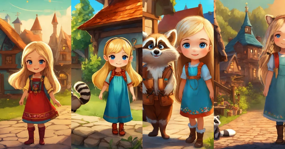Lexica - Cartoon russian fairy taie style image little girl with long ...