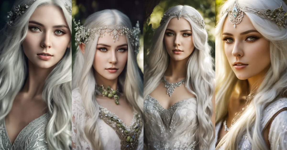 Lexica - Ethereally beautiful, elven woman, long white hair, silver ...