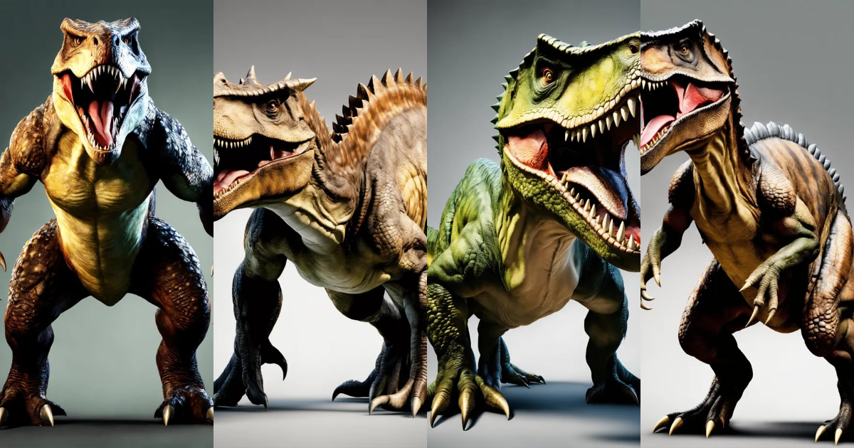 Lexica - Angry dinosaur; full body; ultra-realistic; solid white ...