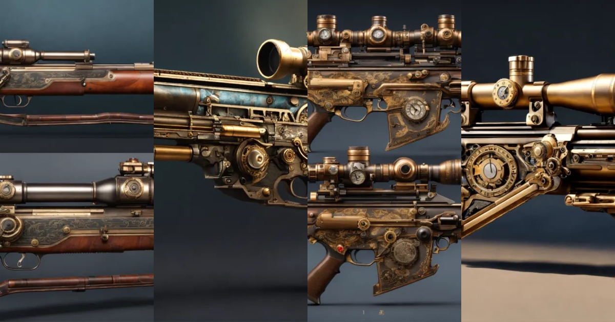 Lexica - Full side view of an ultra detailed realistic steampunk rifle