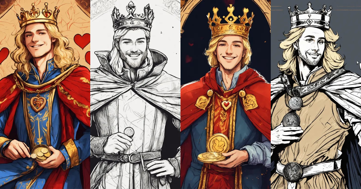 Lexica - Sketch of handsome smiling blonde king with a big fancy ...