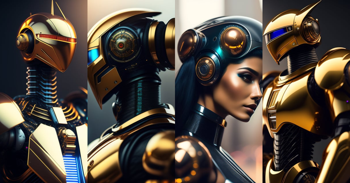 Lexica - Techno magic robot, side portrait, realistic, half body shot ...