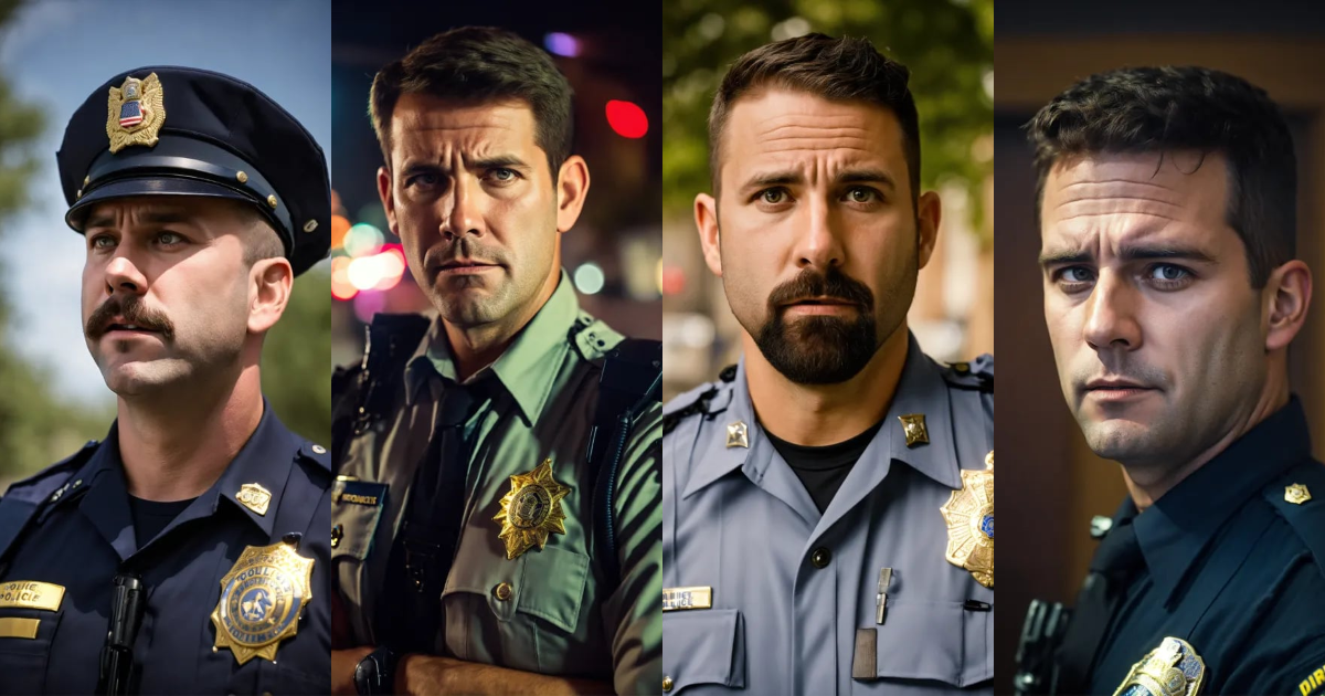 Lexica - Scared random looking unique expressive police officer ...