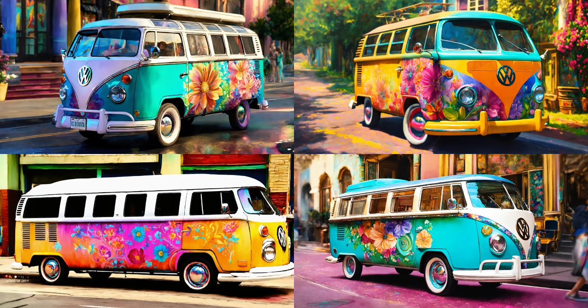 Lexica - Concept art of hyper realistic turquoise Volkswagen bus, paint ...