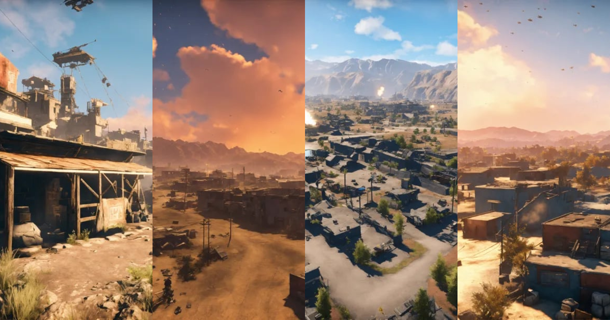 Lexica - Warzone call of duty map, blue sky, bright 4k