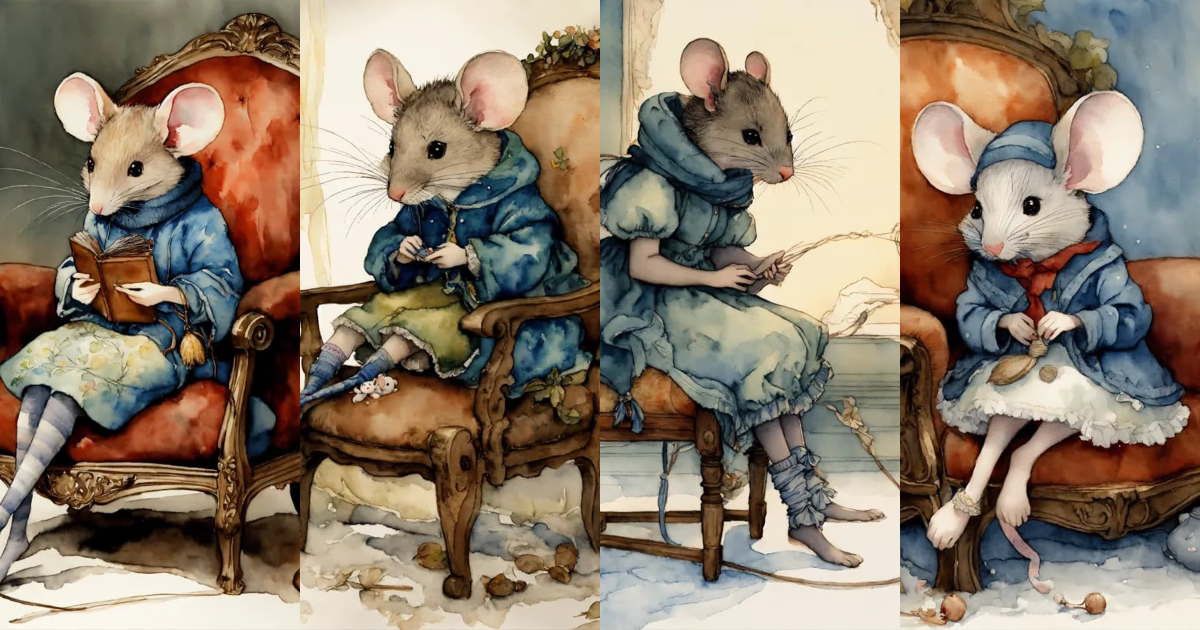 Lexica - White background full-body winter a mouse girl mouse, sitting ...