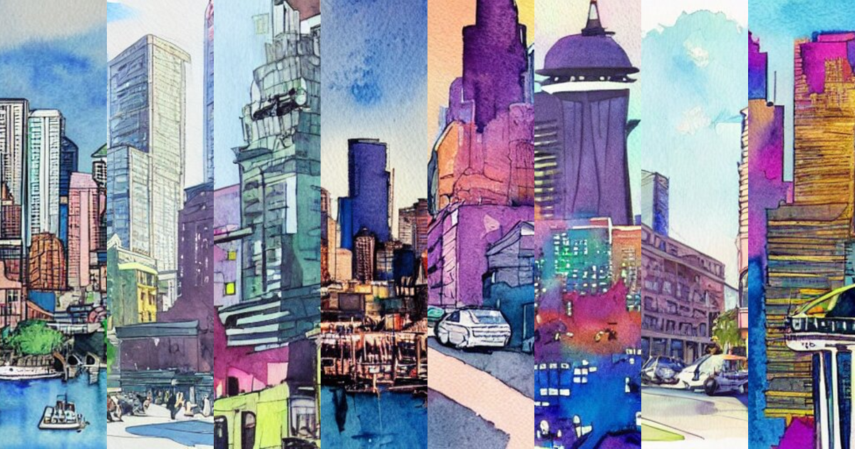 Lexica - !! watercolor!! seattle in a sunny day, artwork by tooth wu ...
