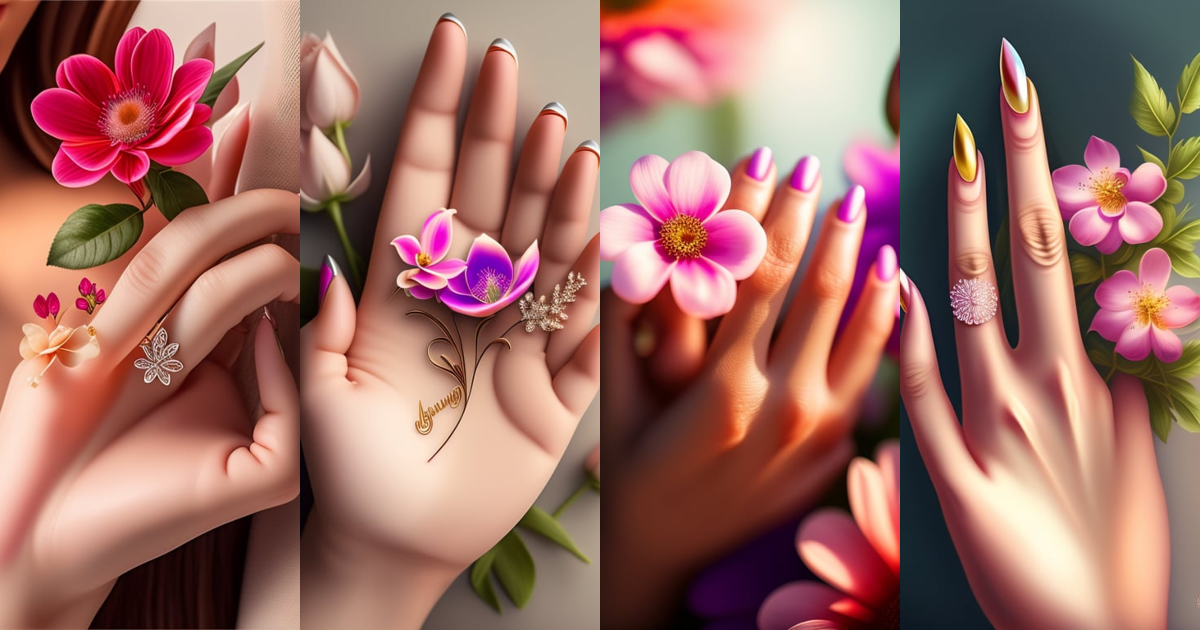Lexica - Women's elegant hand with a beautiful flower, clear drawing of ...