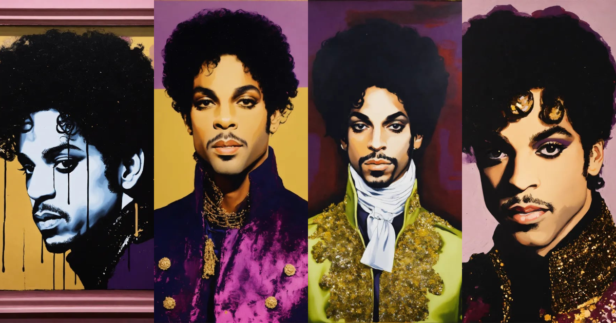 Lexica - Painting of prince in the style of Joseph Kosuth