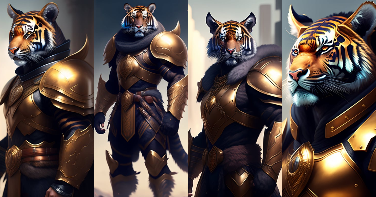 Lexica - Commission portrait of a male anthro tiger wearing heavy ...