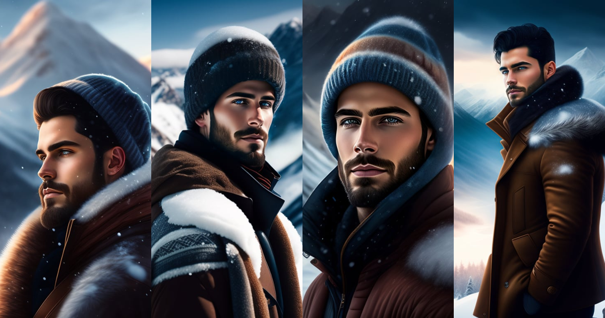 Lexica - Winter, guy, mountains, new year, portrait of a guy, handsome ...