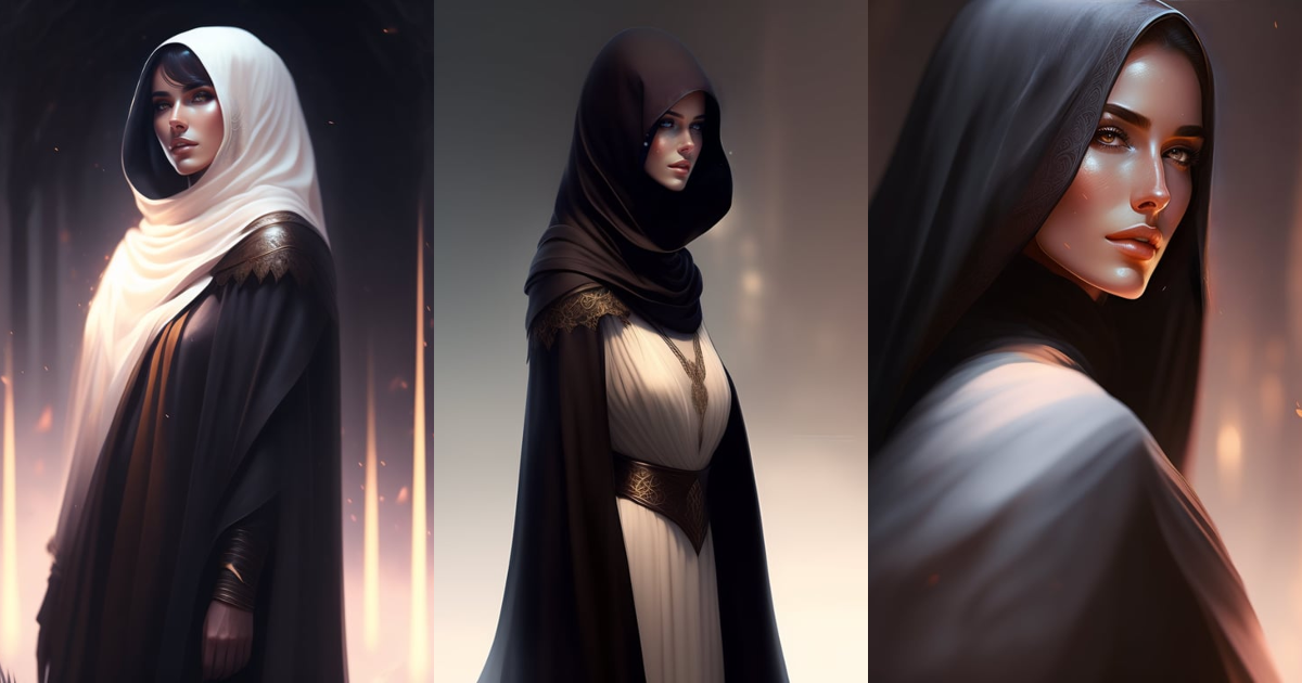 Lexica - Full body, covered in dark shawls, wrapped in dark cloaks, no ...
