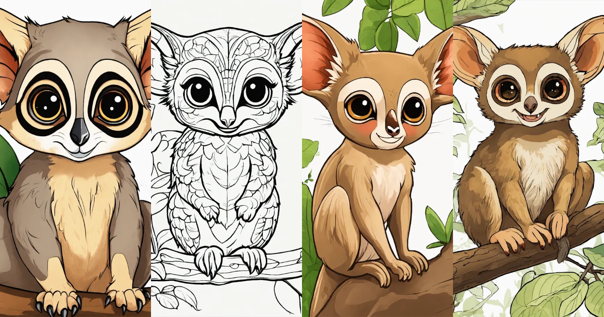 Lexica - Generate a cute Bushbaby, resolution, cartoon-sticker style ...